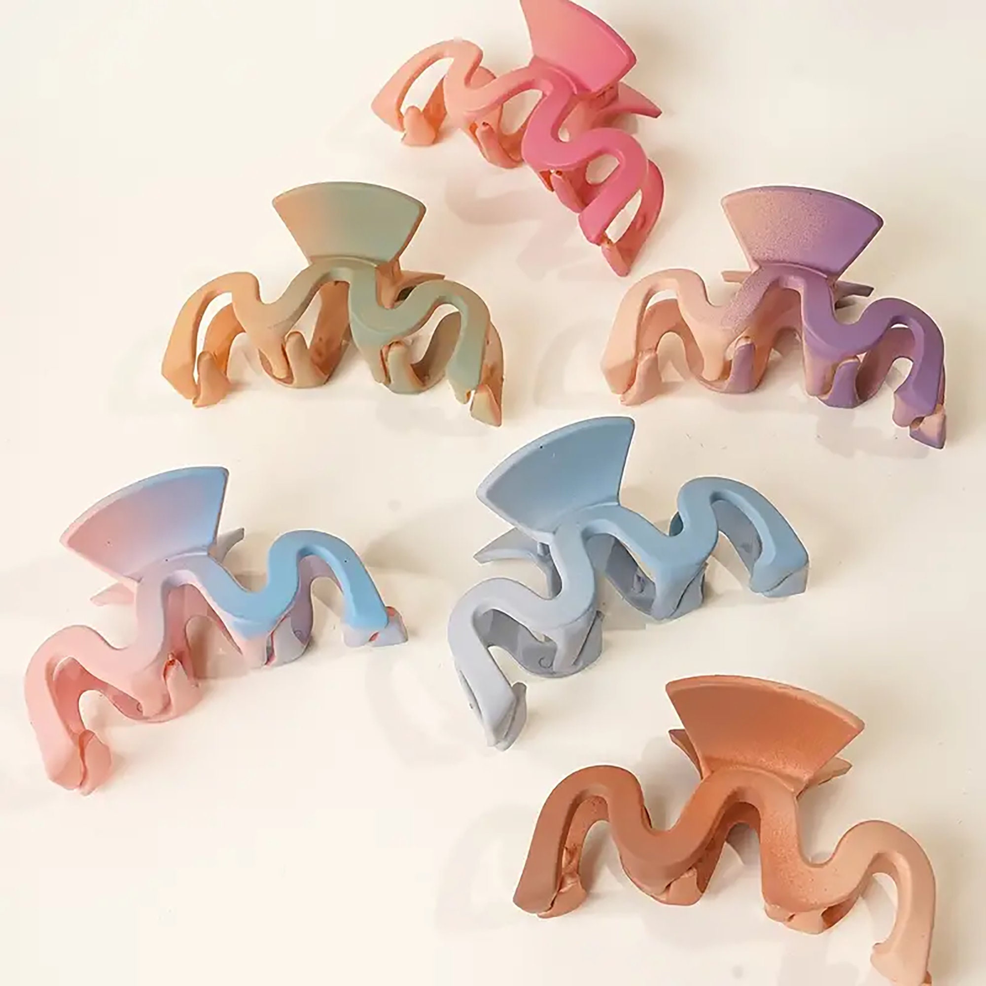 Spirally Claw Clip Dual Tone Gradient Color Non-slip Strong Hold Grip ...