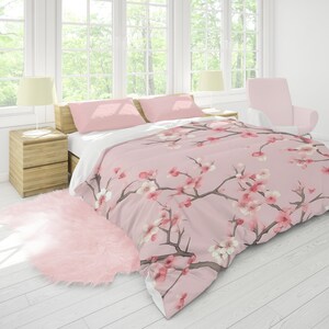 Cherry Blossom Duvet Cover Sakura Floral Bedding Soft Flower Design ...