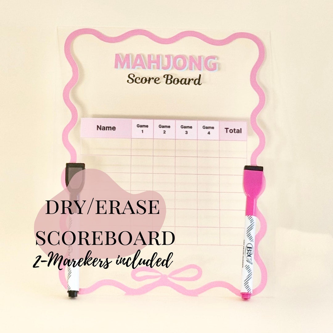 Mahjong Dry Erase Scoreboard Mahjong Score Keeper Game Night Party Pink ...