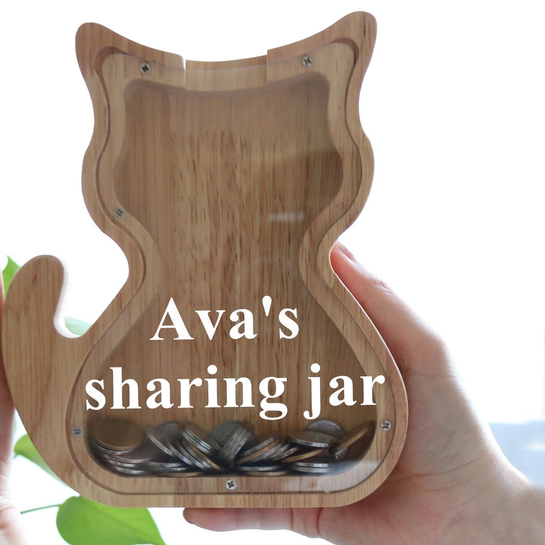 Large Custom Coin Bank, Wooden Piggy Bank for Boys or Girls, Kids ...