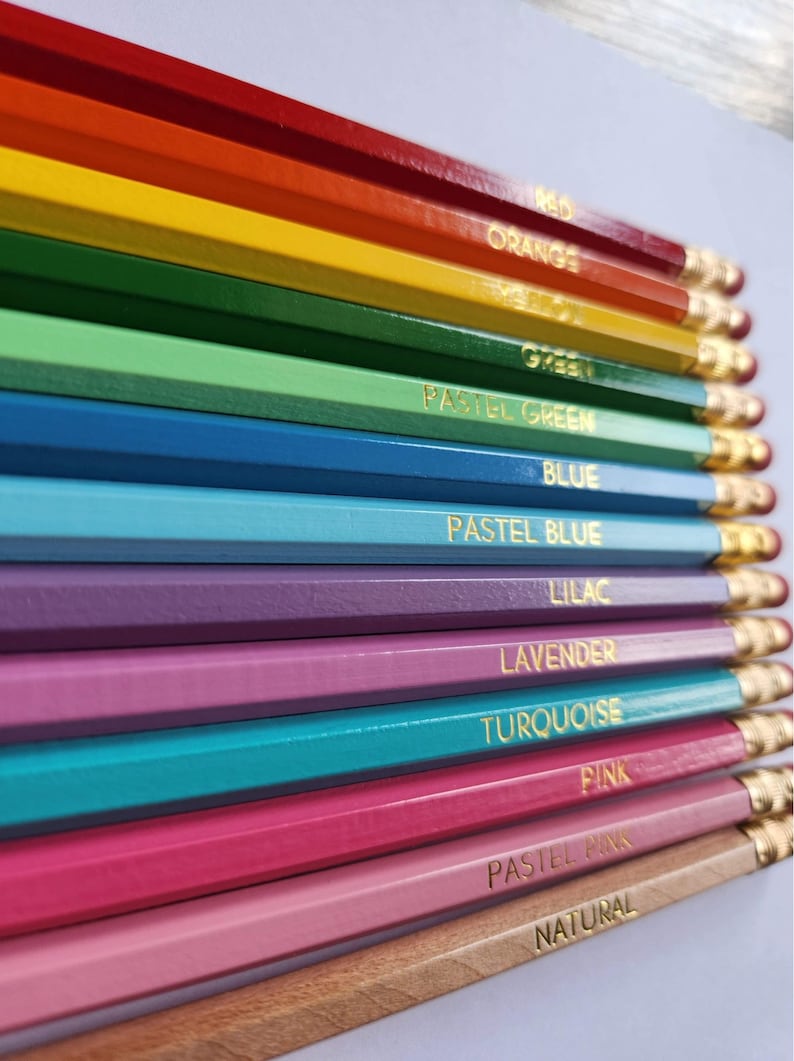 Personalized Sunset Color Pencils: Gold Foil Stamped, Set of 5 - Etsy