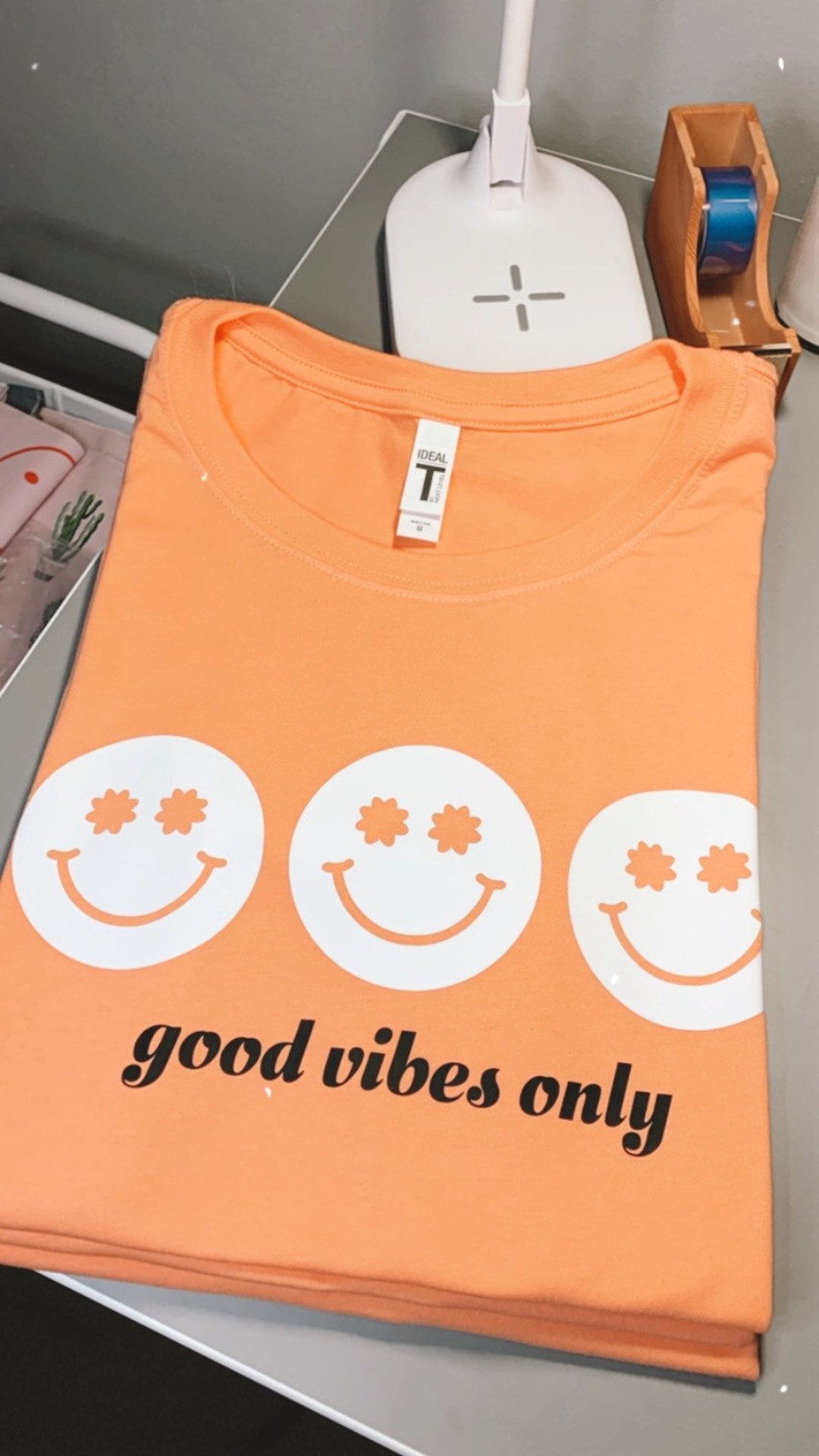 Smiley Face Tees / Orange Positive Mindful T-shirts / Light and ...