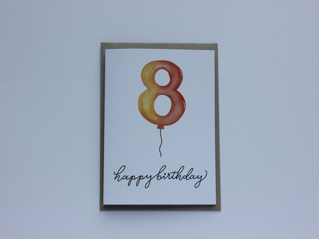 8 Eight Birthday Card Greeting Card - Etsy
