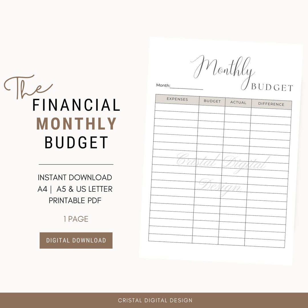 Financial Monthly Budget Planner Tracker Income Expense Printable ...