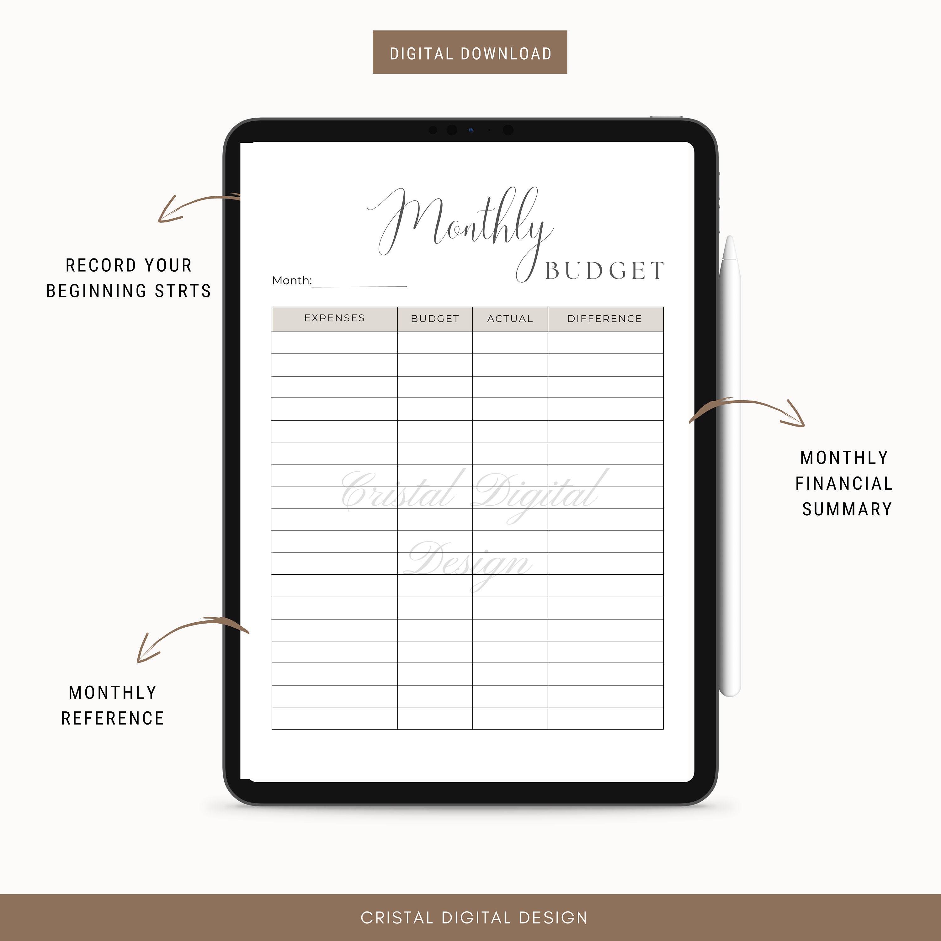 Financial Monthly Budget Planner Tracker Income Expense Printable ...