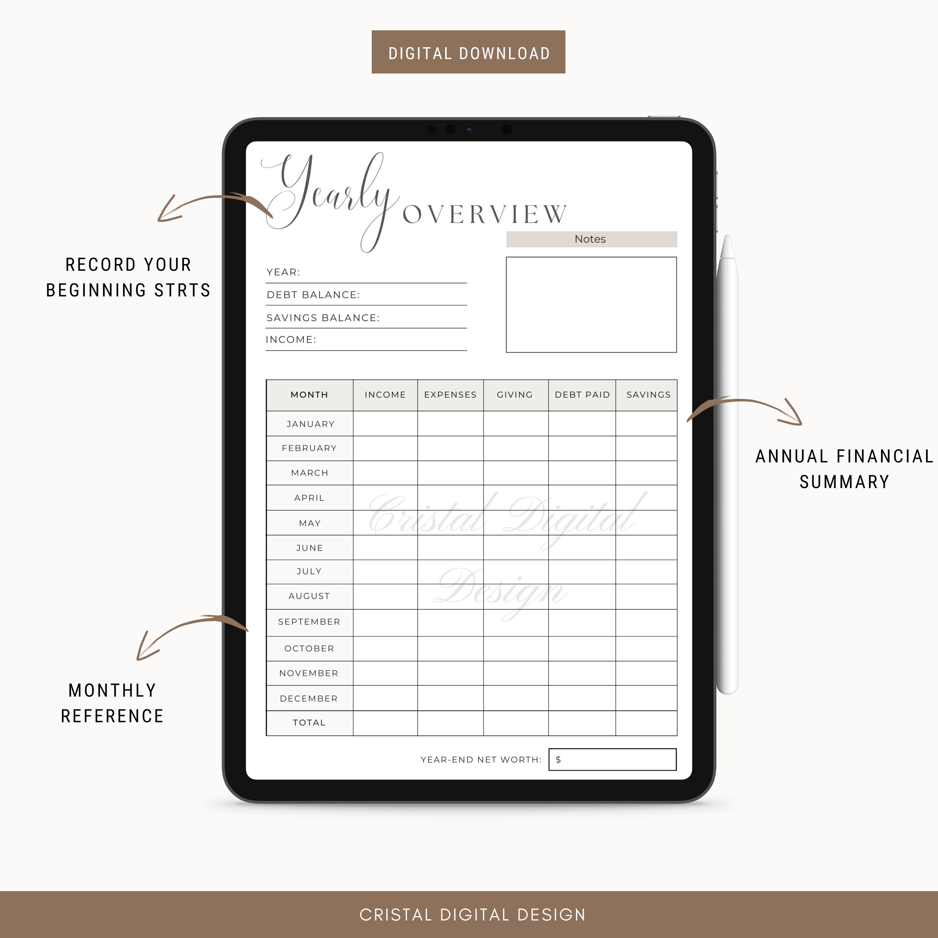 Yearly Planner Printable, Finance Planner, Financial Freedom, Budget ...