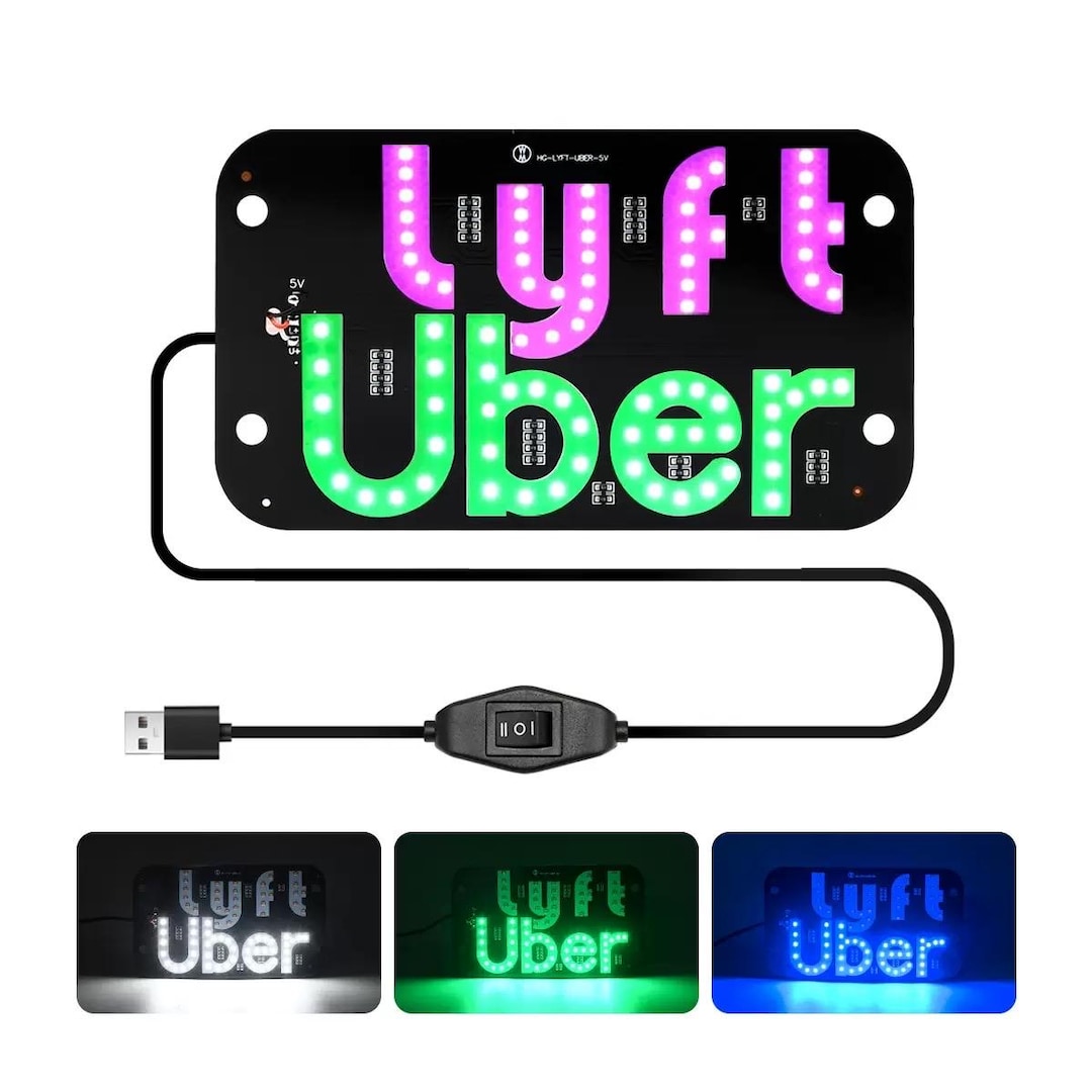 Led Sign for Car Windshield Pink Blue Usb Plug Light for Uber Lyft Taxi ...