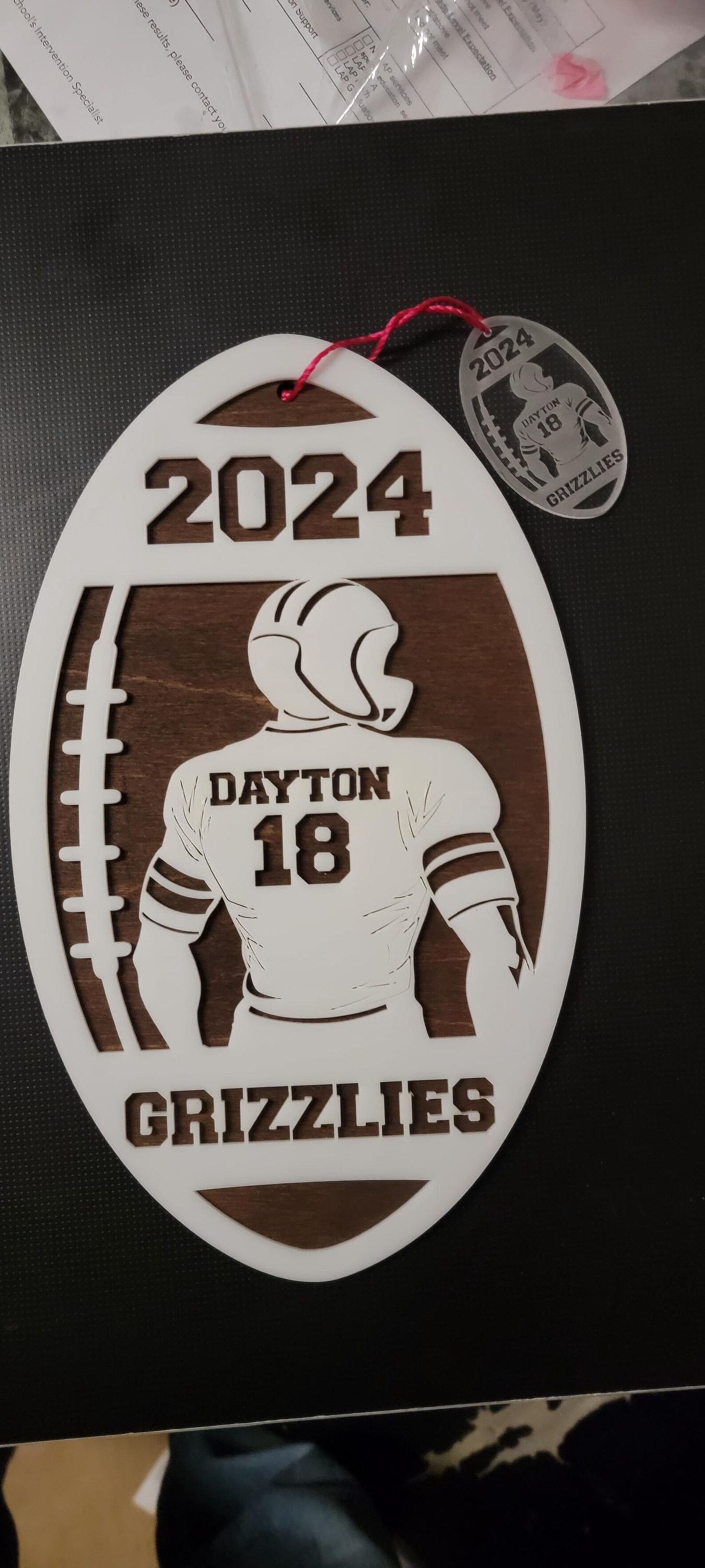 Custom - Football Player Sign and Gear Bag Tag/ Ornament / Decor / Wall ...