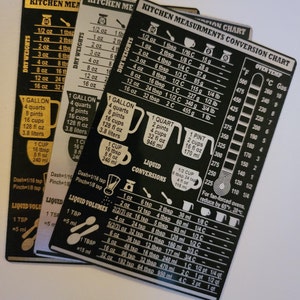 Magnetic - Kitchen Conversion Chart in Black/silver - Fridge Magnet (4 ...