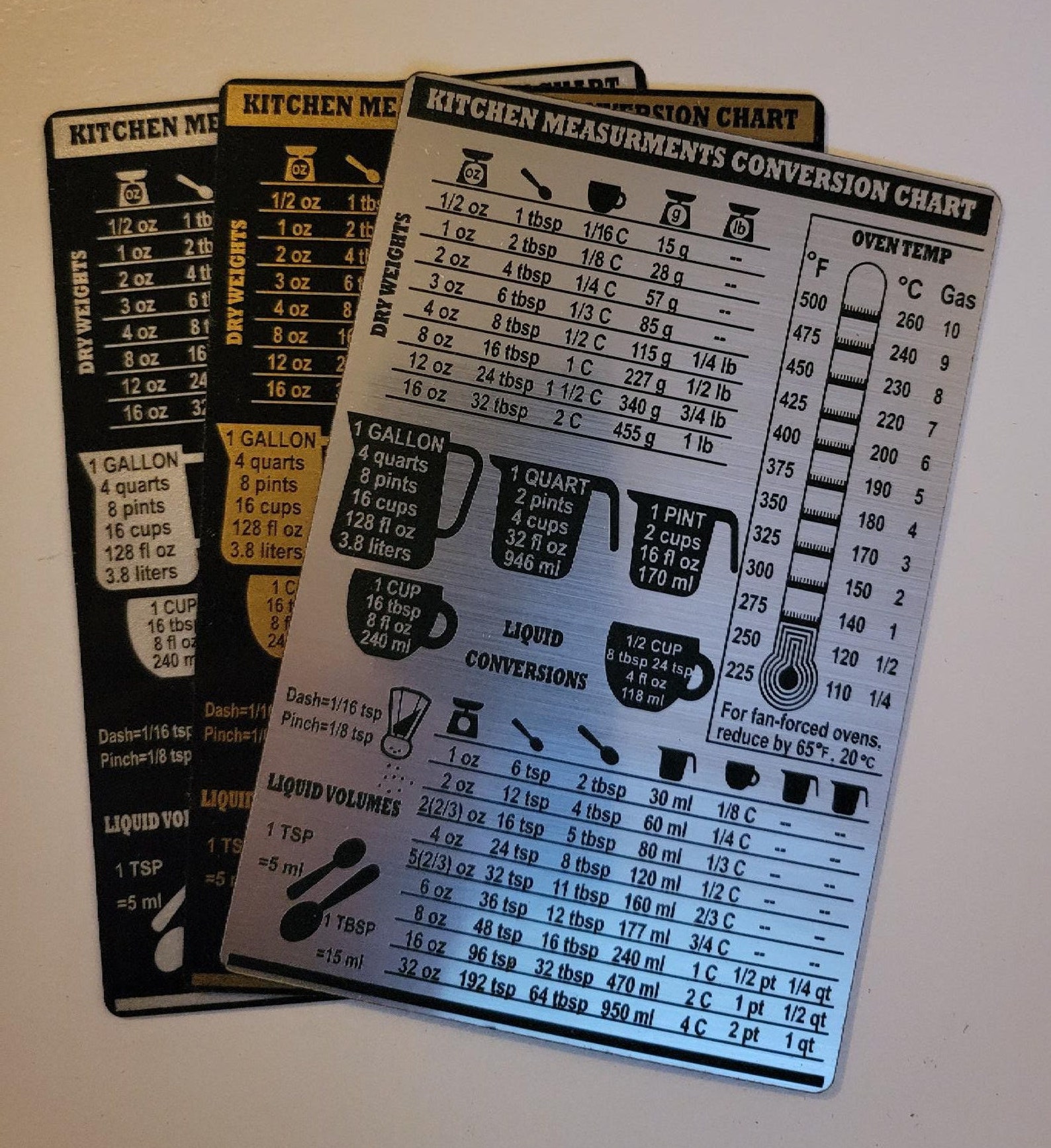 Magnetic Kitchen Conversion Chart in Silver/black Fridge Magnet 4x6 or ...