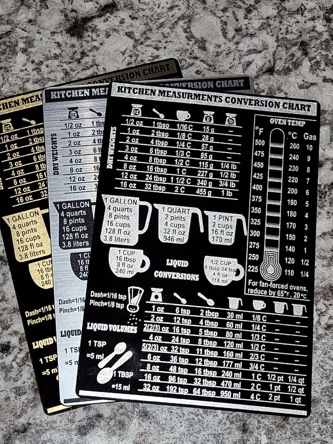 Magnetic Kitchen Conversion Chart in Black/silver Fridge Magnet 4x6 or ...