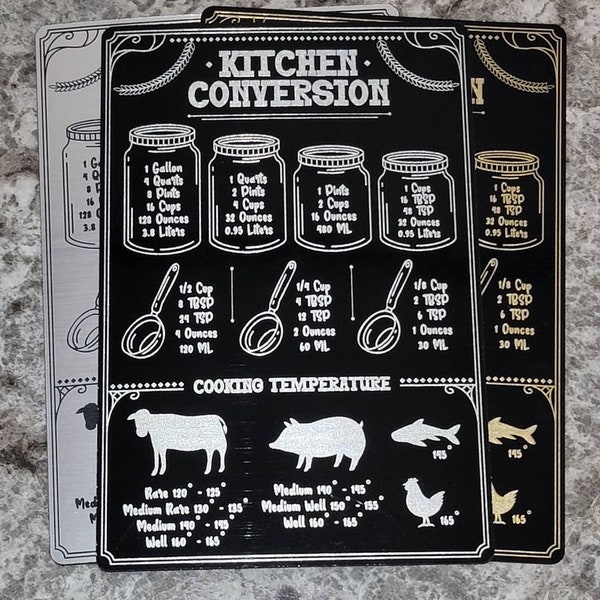 Kitchen Conversion Chart Engraved - Etsy