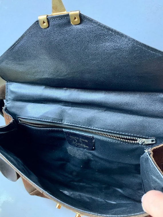 Vintage Chocolate Brown Leather Ronay Handbag Purse - Gem