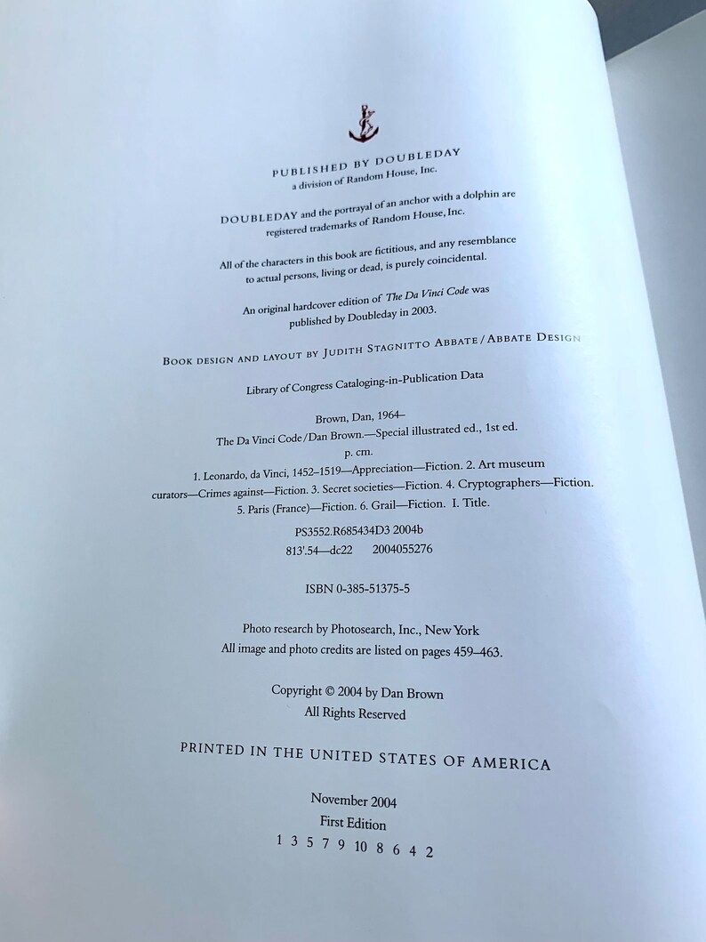 The Davinci Code by Dan Brown Illustrated Edition - First Edition - Etsy