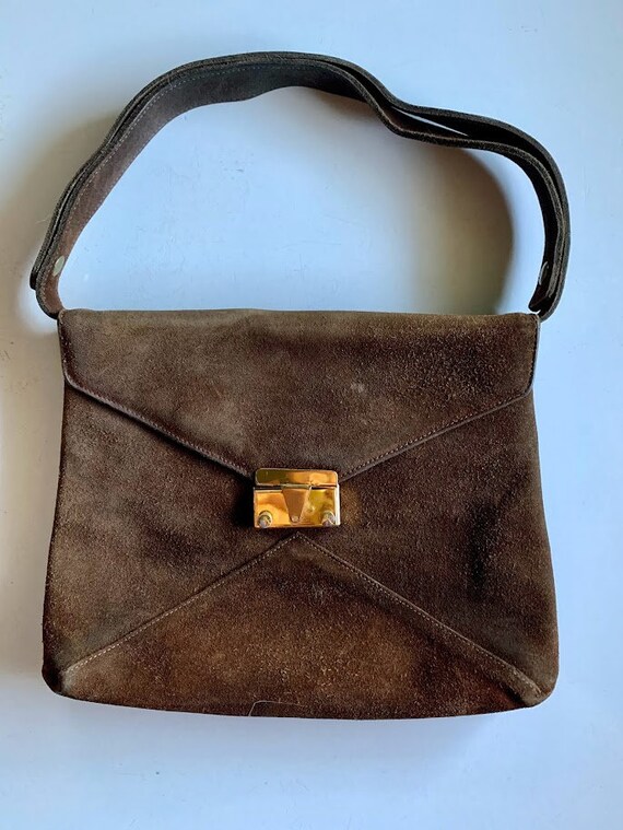 Vintage Chocolate Brown Leather Ronay Handbag Purse - Gem