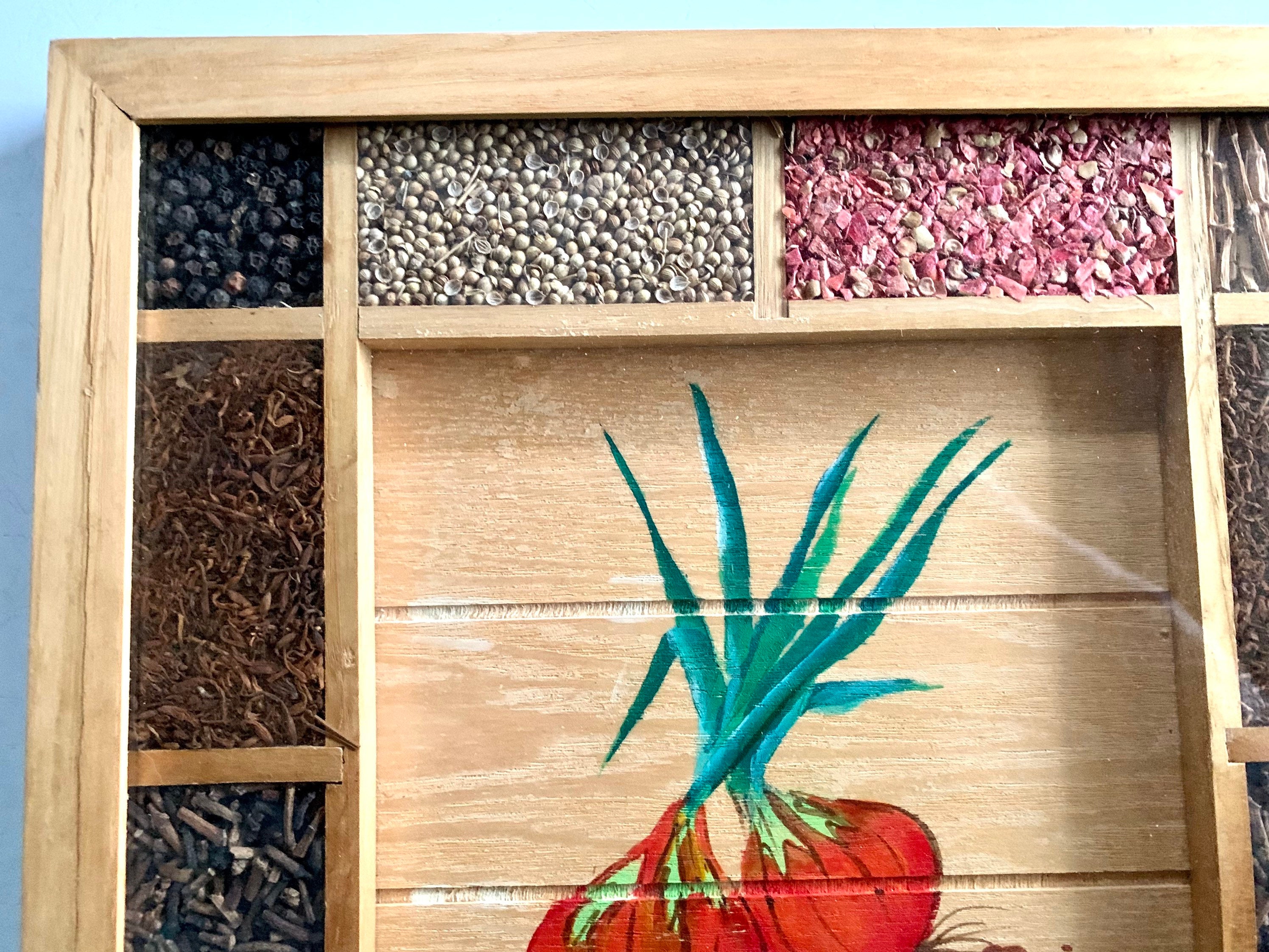 Vintage Wall Hanging Wooden Frame Onion With Real Seeds - Etsy