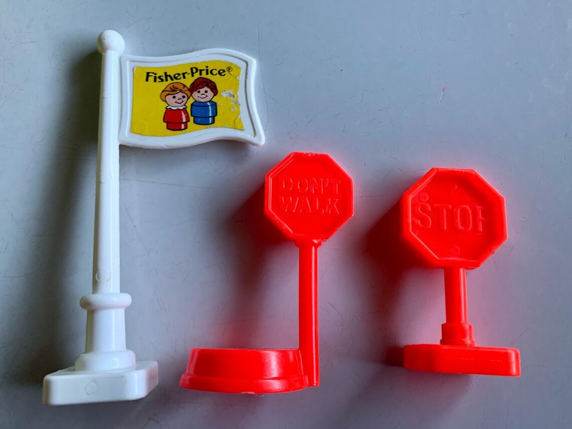 Vintage Fisher Price Stop Sign Walk Sign Flag Little People - Etsy