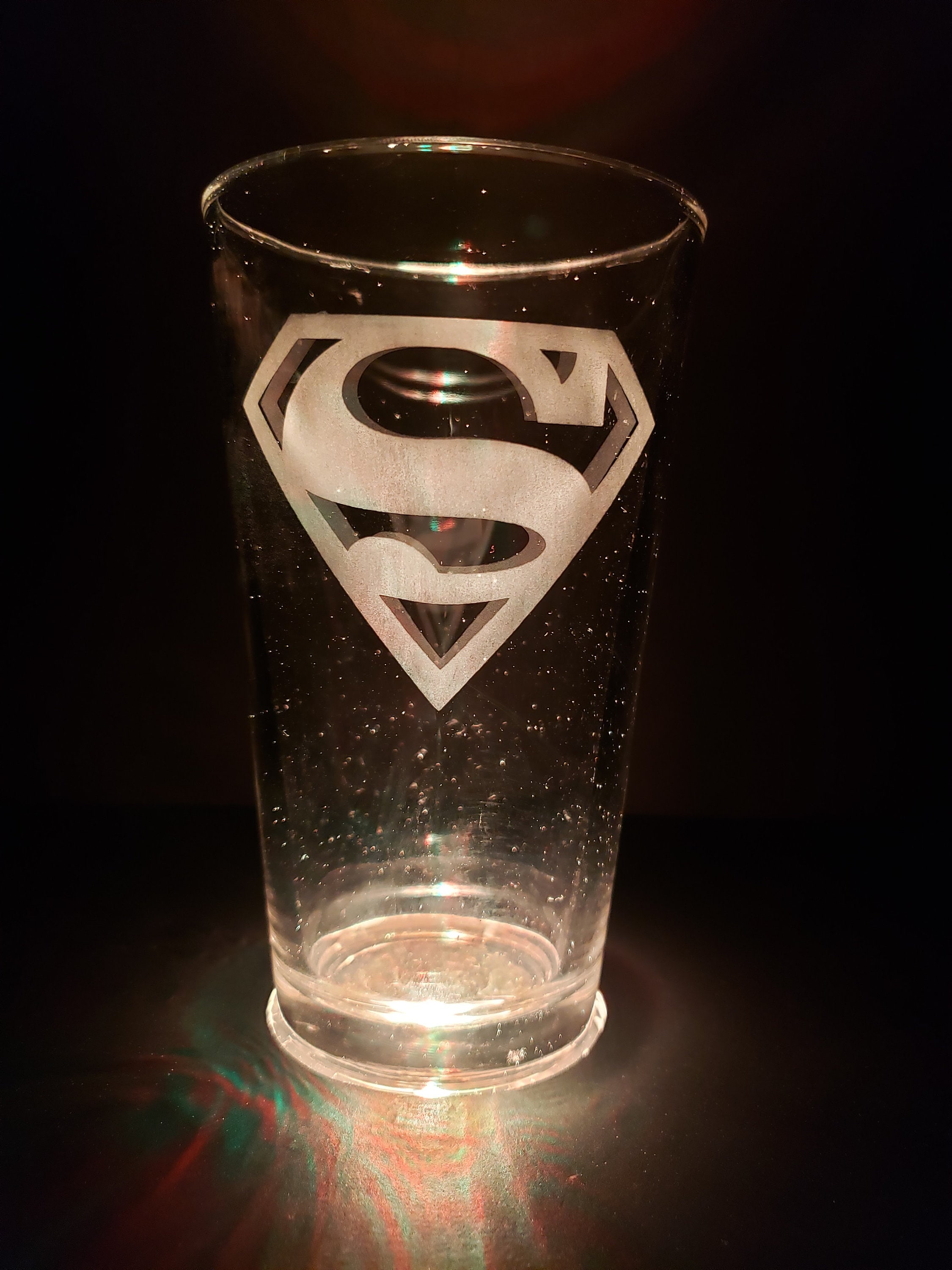 Superman 16 Oz. Etched Glass - Etsy