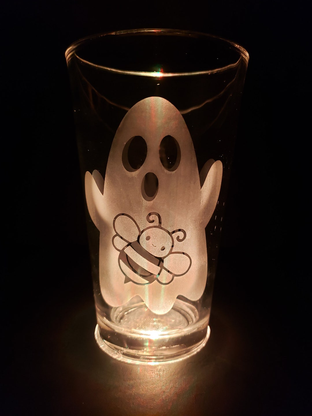 Boo-bee Ghost 16 Oz. Etched Glass - Etsy