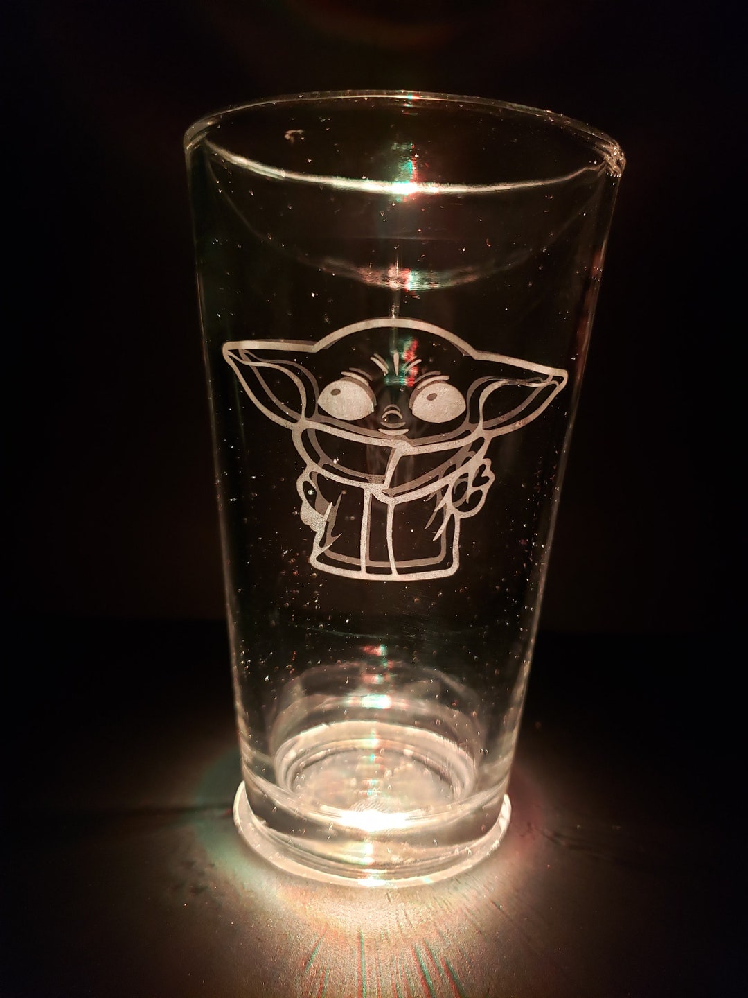 Star Wars Baby Yoda 16 Oz. Etched Glass - Etsy