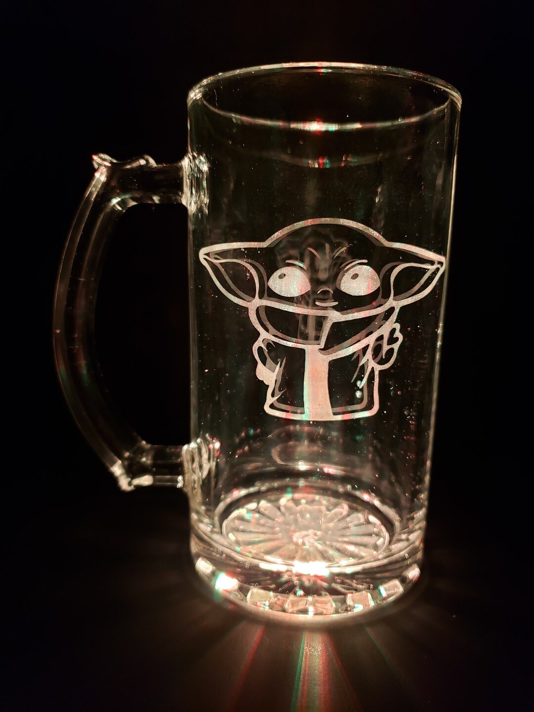 Star Wars Baby Yoda 16 Oz. Etched Beer Mug - Etsy