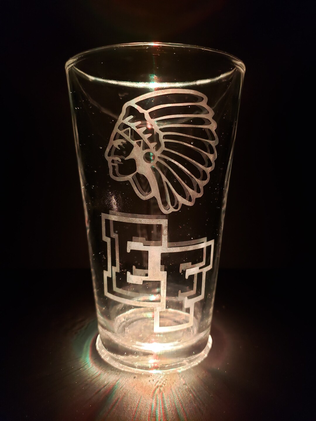 EF Elizabeth Forward High School Indian Head 16oz. Etched Glass - Etsy
