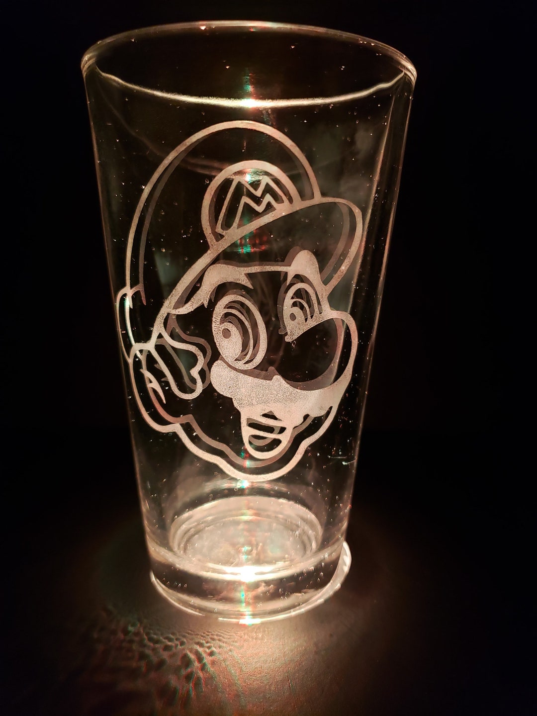 Super Mario Head 16 Oz. Etched Glass - Etsy