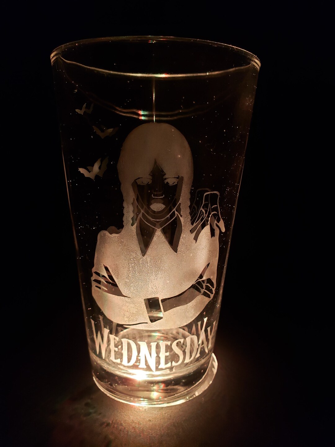 Wednesday Addams 16 Oz. Etched Glass - Etsy