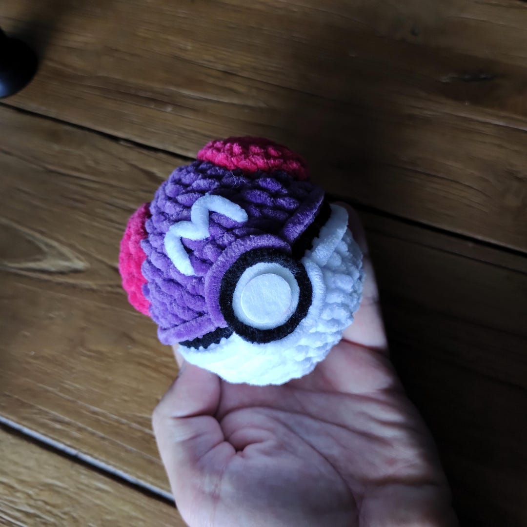 Pokemon Pokeball Masterball Crochet Plush, Amigurumi, Chenille Yarn - Etsy