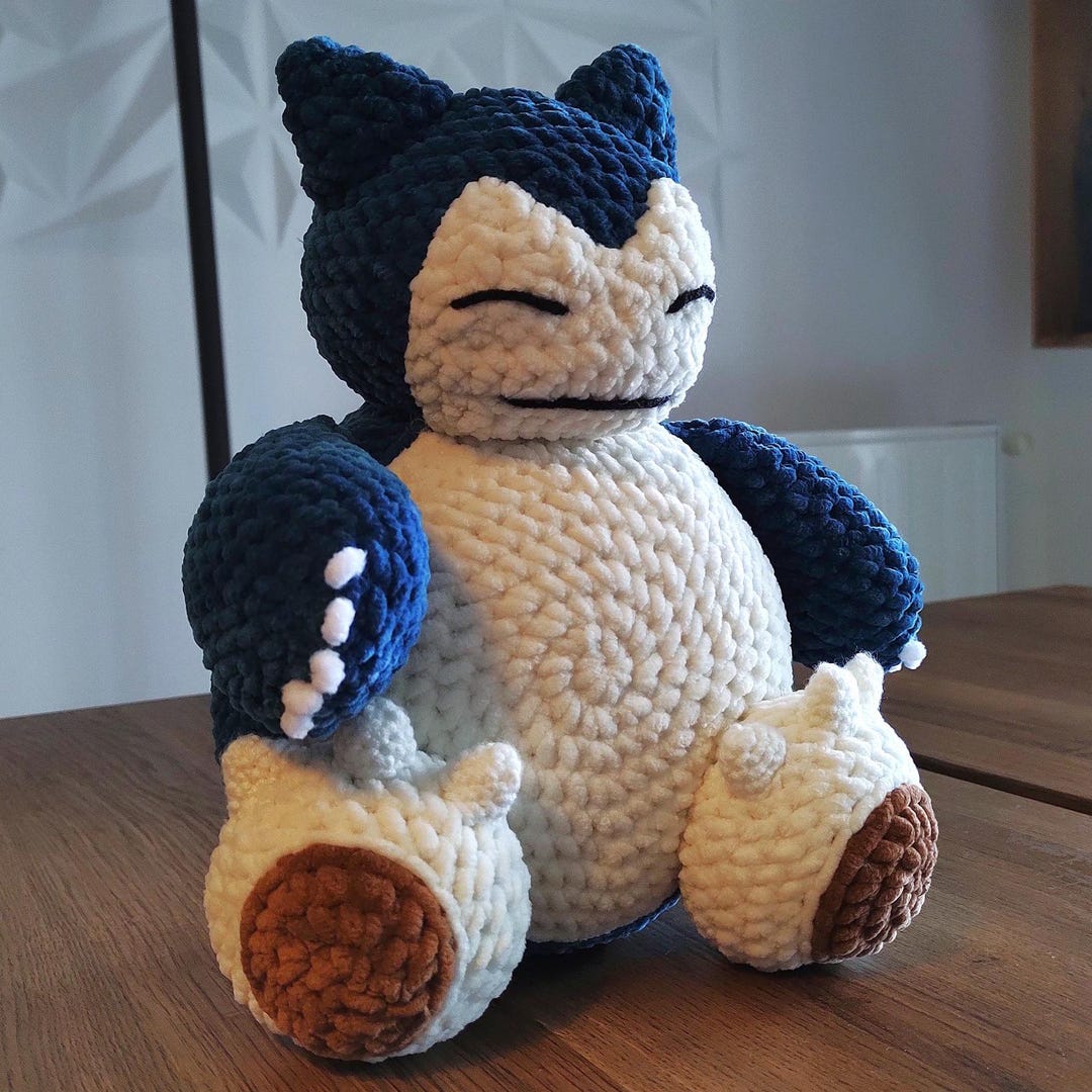 Pokemon Snorlax Crochet Plush, Handmade, Chenille Yarn - Etsy