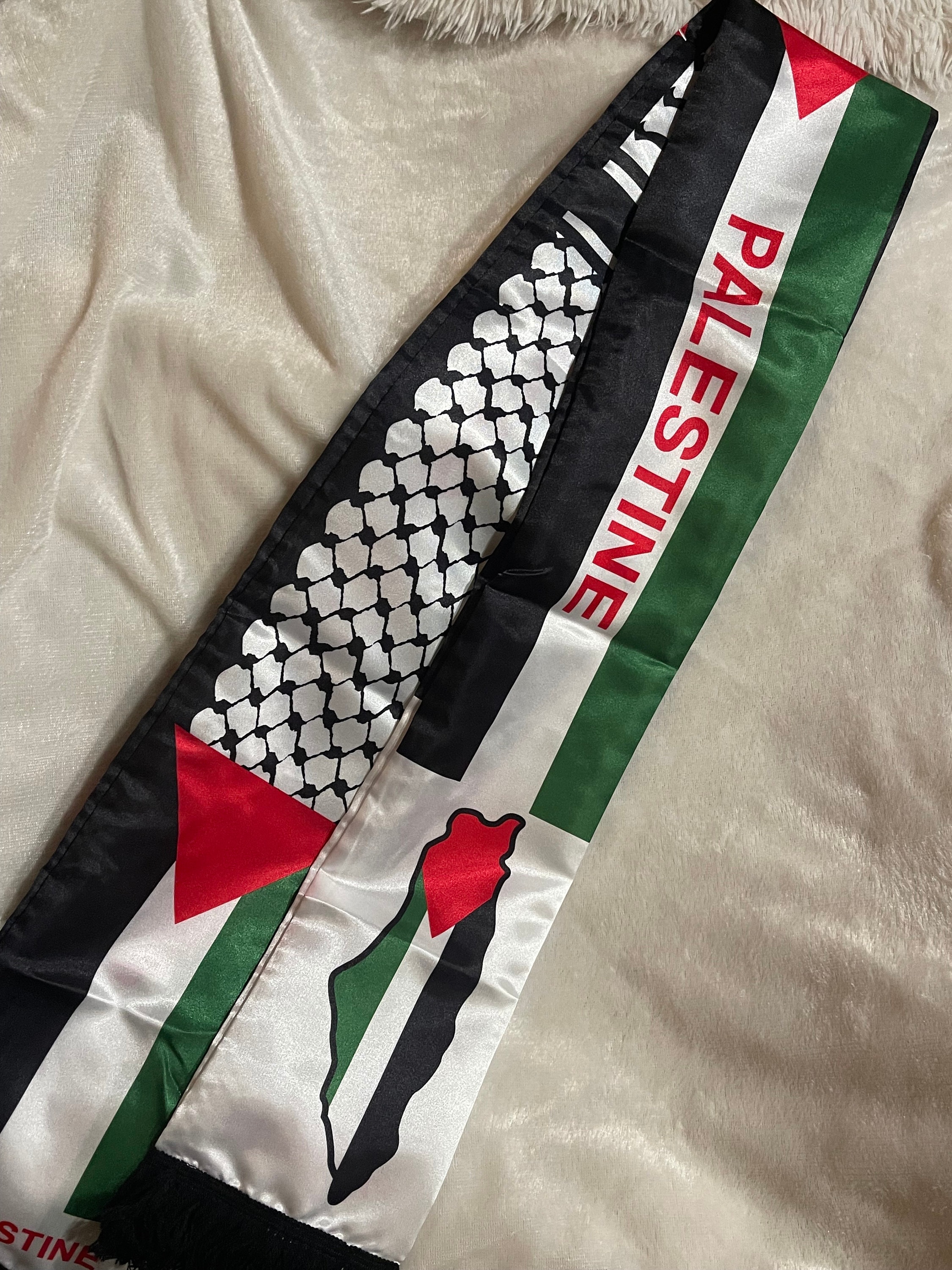 Palestine Map Graduation/solidarity Double Sided Satin Sash With Black ...
