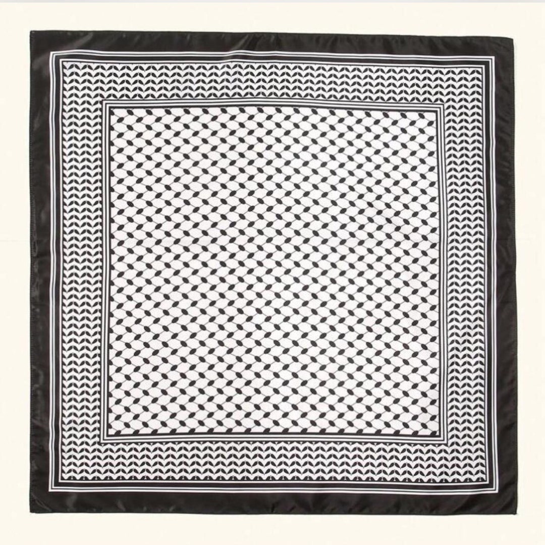 Palestine Keffiyeh White/black Satin Bandana Scarf - Etsy