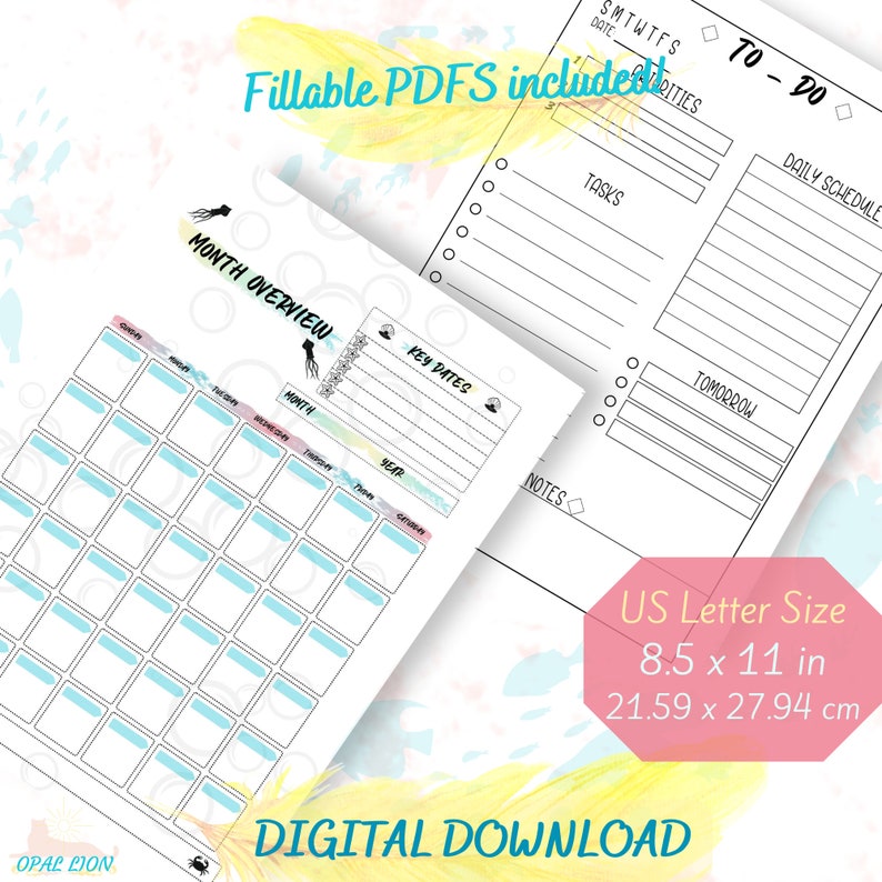 B6 Undated Monthly Printable | B6 Planner Insert | B6 Tn Daily Schedule ...