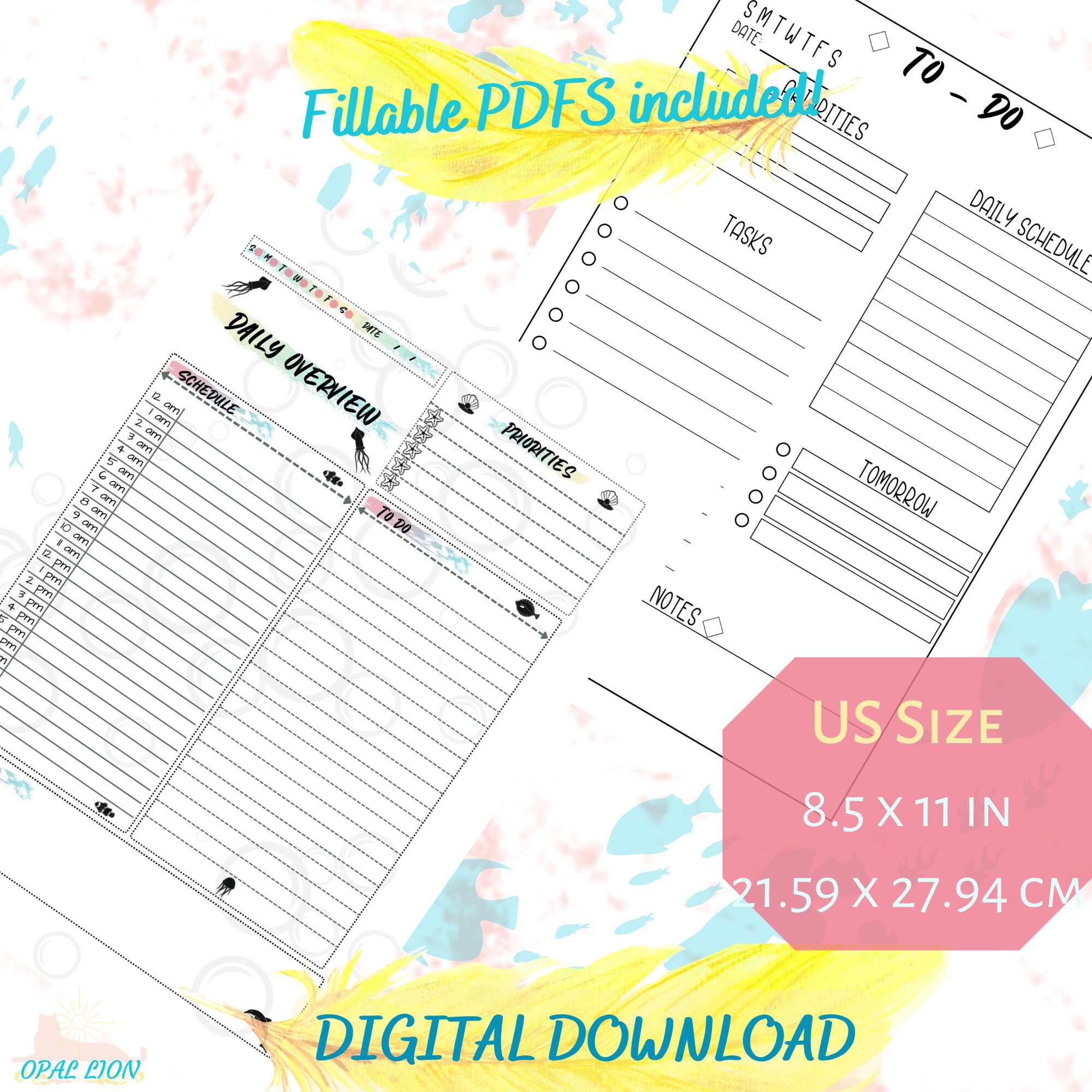B5 Planner Daily Inserts Printable | Hourly Planner Template | 24 Hr ...