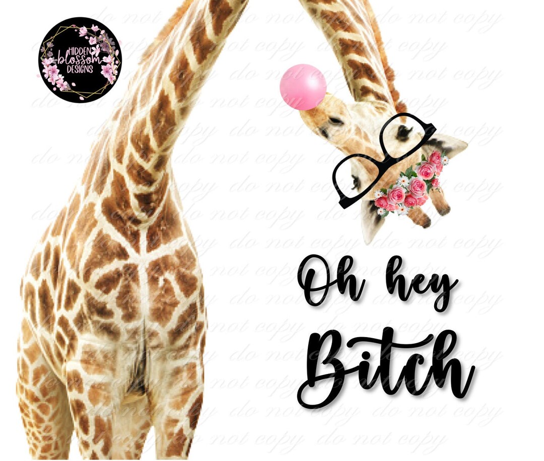 Oh Hey B*tch (giraffe) *no Background* - 20 Oz Skinny Tumbler Design ...