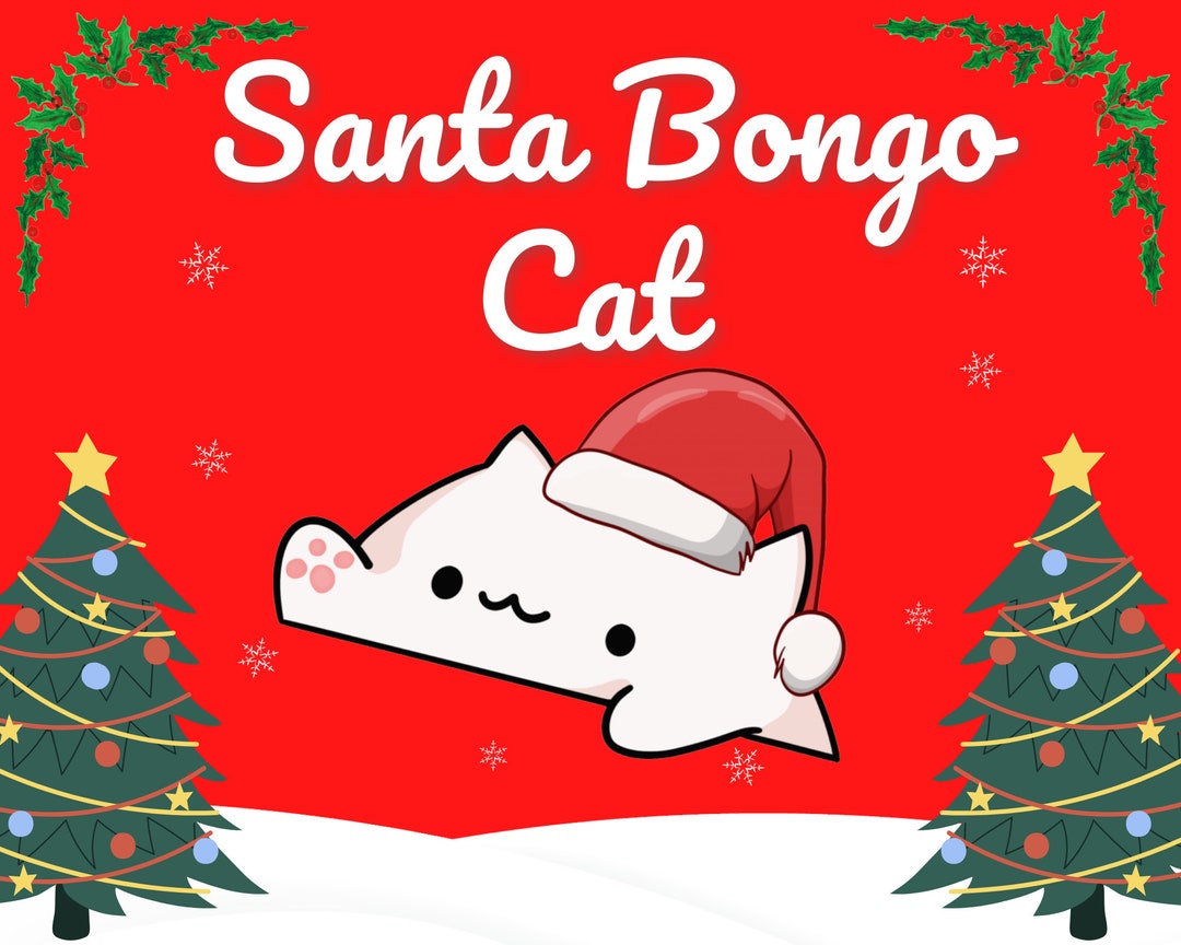 Santa Bongo Cat Animated Emote - Twitch | Cute, Chibi, Cartoon for ...