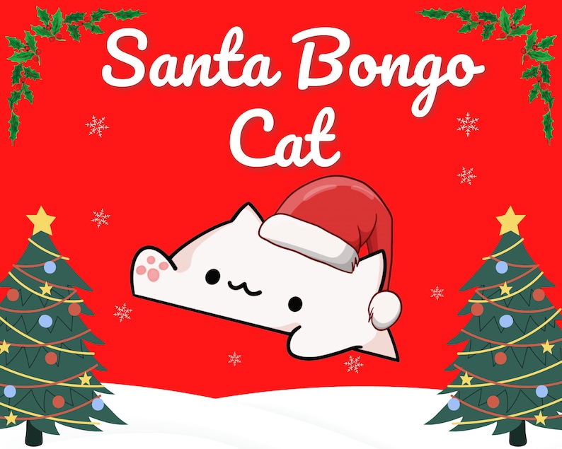 Santa Bongo Cat Animated Emote - Twitch | Cute, Chibi, Cartoon for ...