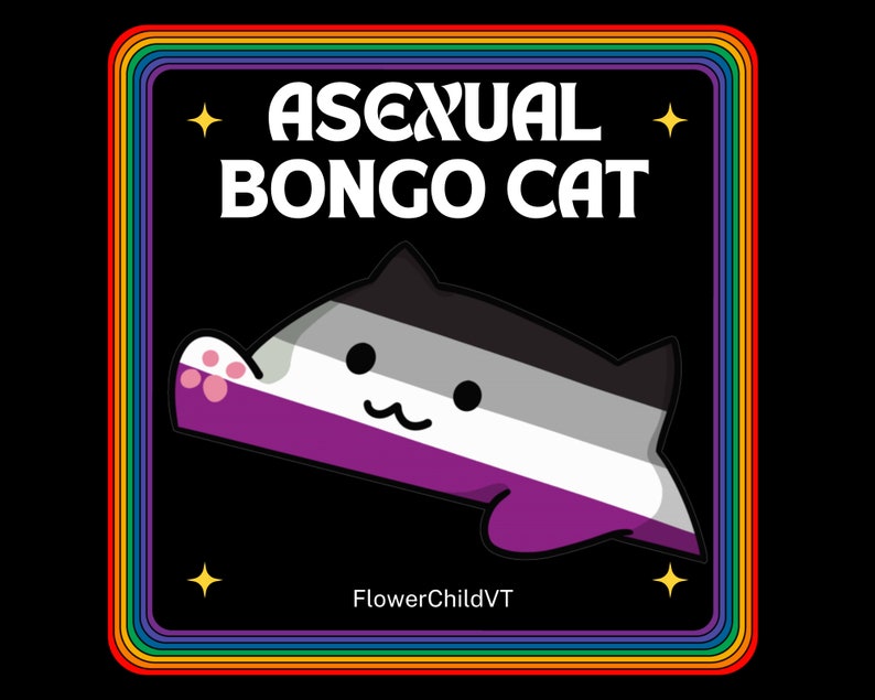 Asexual Flag Bongo Cat - Twitch | Cute, Chibi, Pride, Cartoon for Streamers - Etsy