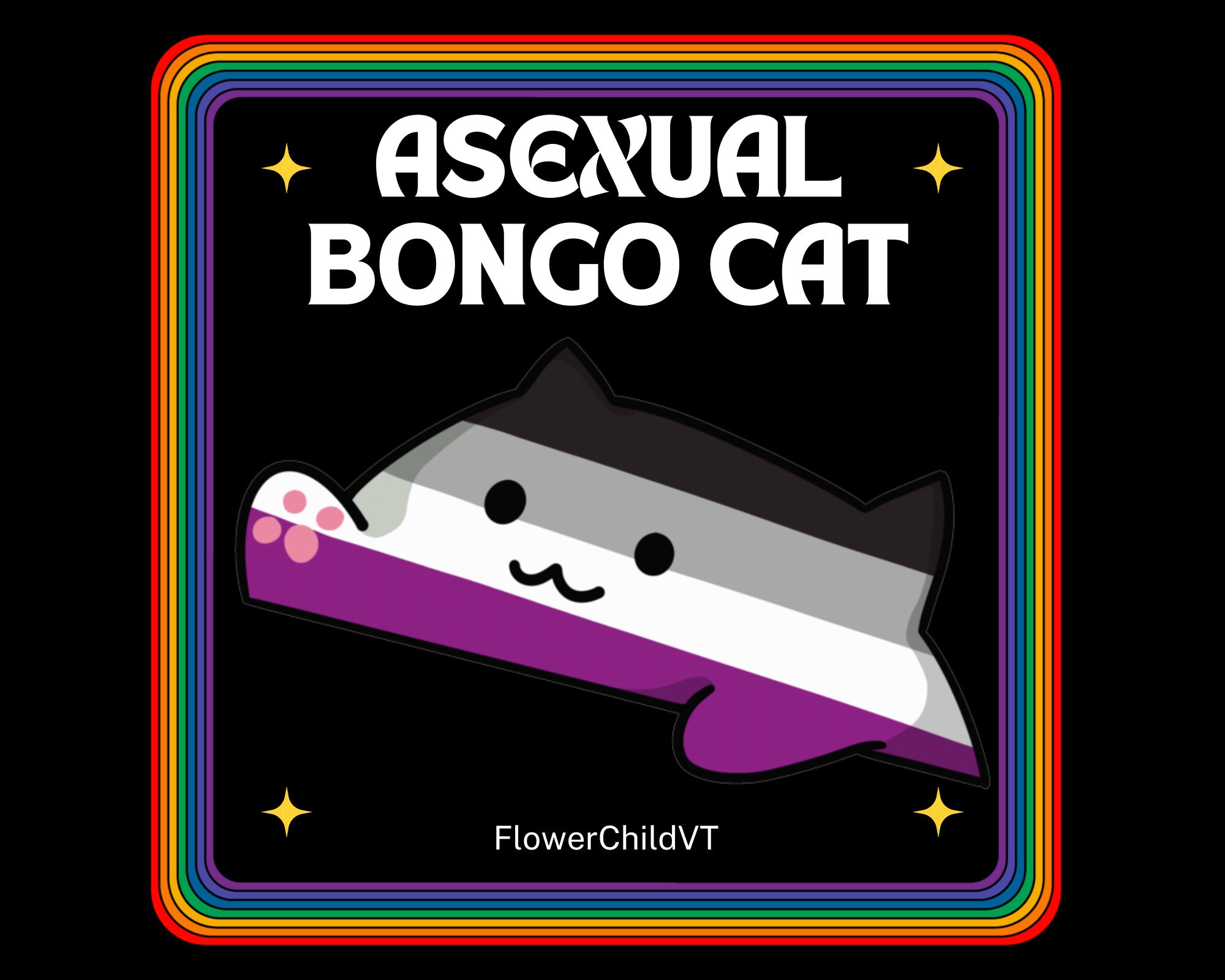 Asexual Flag Bongo Cat - Twitch | Cute, Chibi, Pride, Cartoon for ...