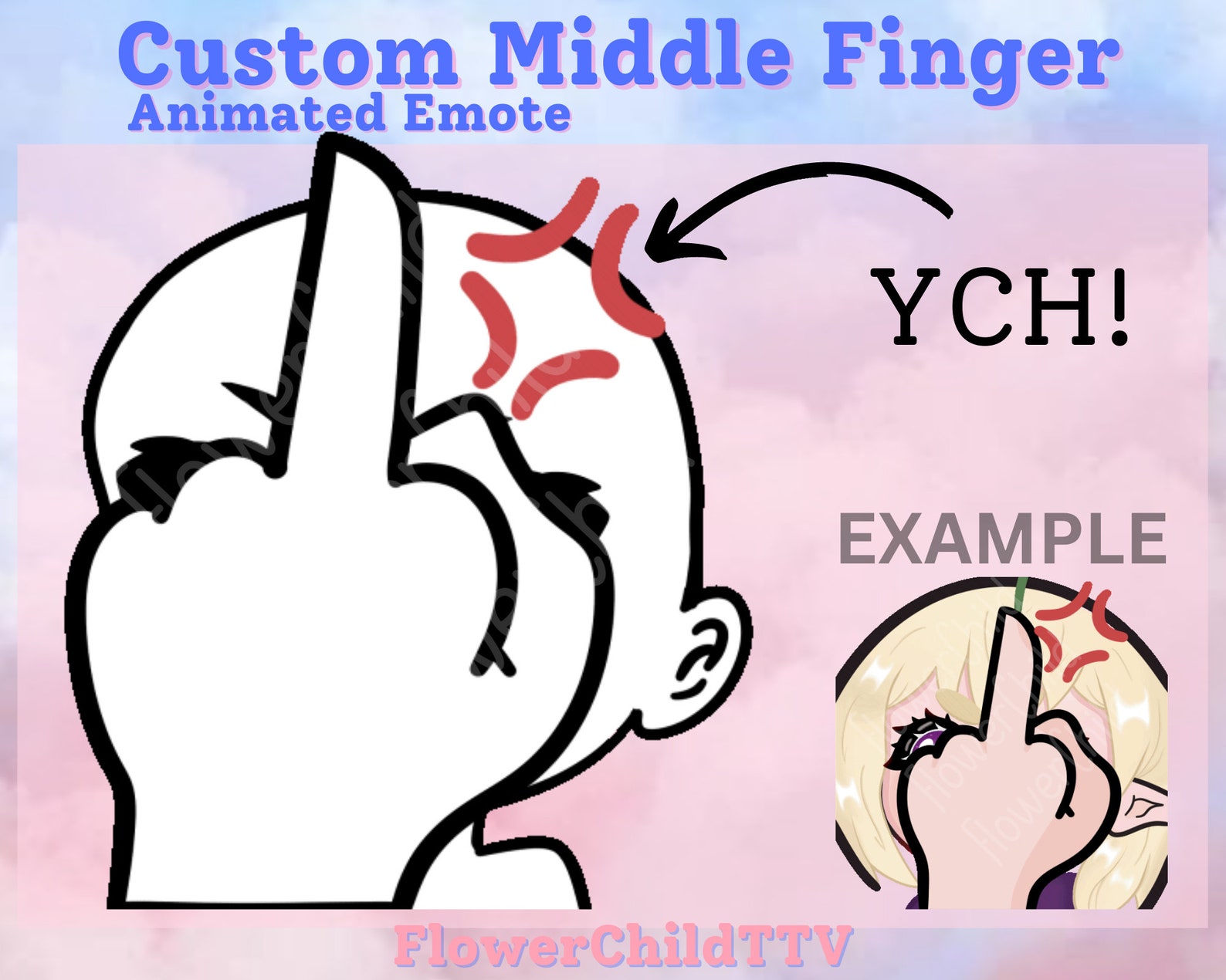 Custom Middle Finger Animated Emote Vtuber, Twitch, Youtube Cute, Chibi ...
