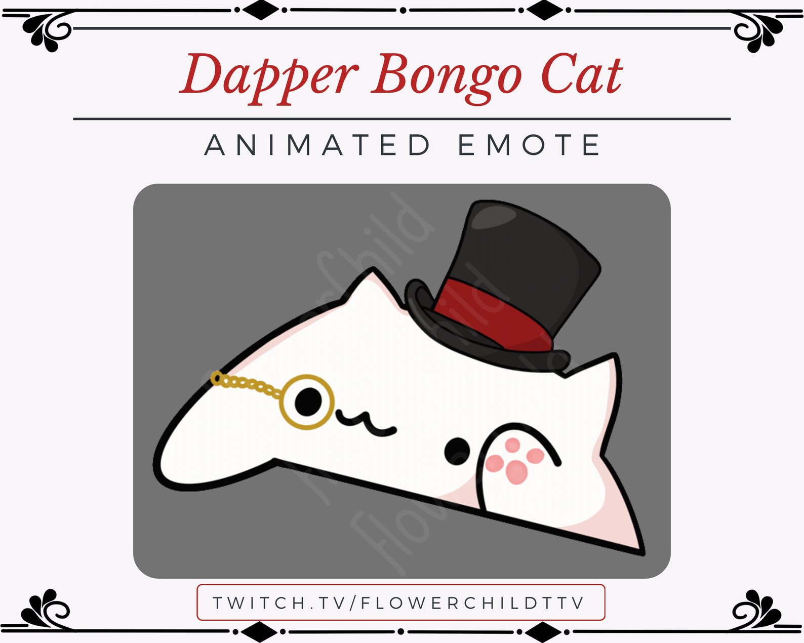 Dapper Bongo Cat Animated Emote - Twitch | Cute, Chibi, Fancy, Cartoon ...