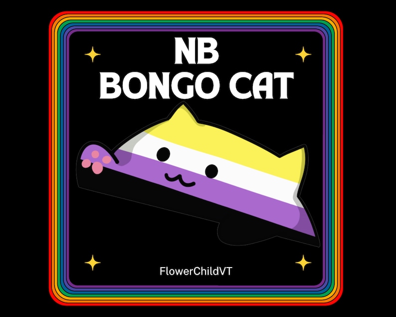 Nonbinary Flag Bongo Cat Twitch Cute, Chibi, Pride, Cartoon for Streamers - Etsy
