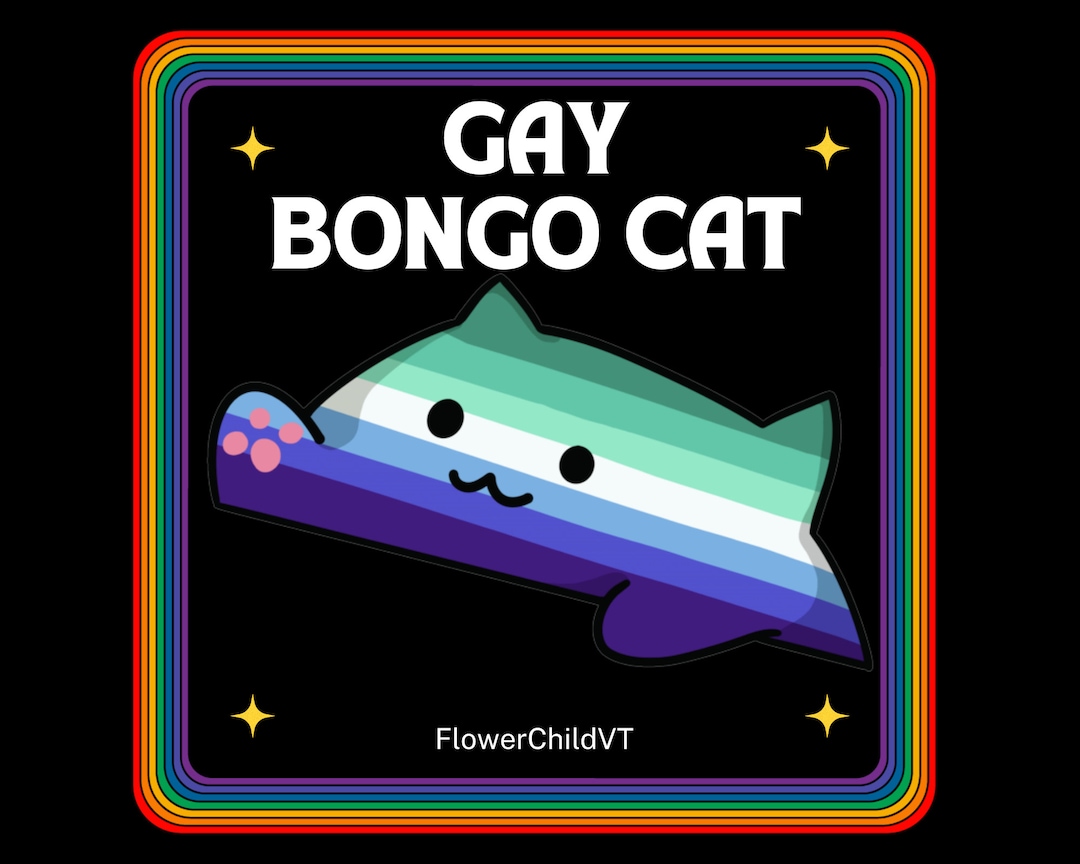 Gay Flag Bongo Cat - Twitch | Cute, Chibi, Pride, Cartoon for Streamers - Etsy