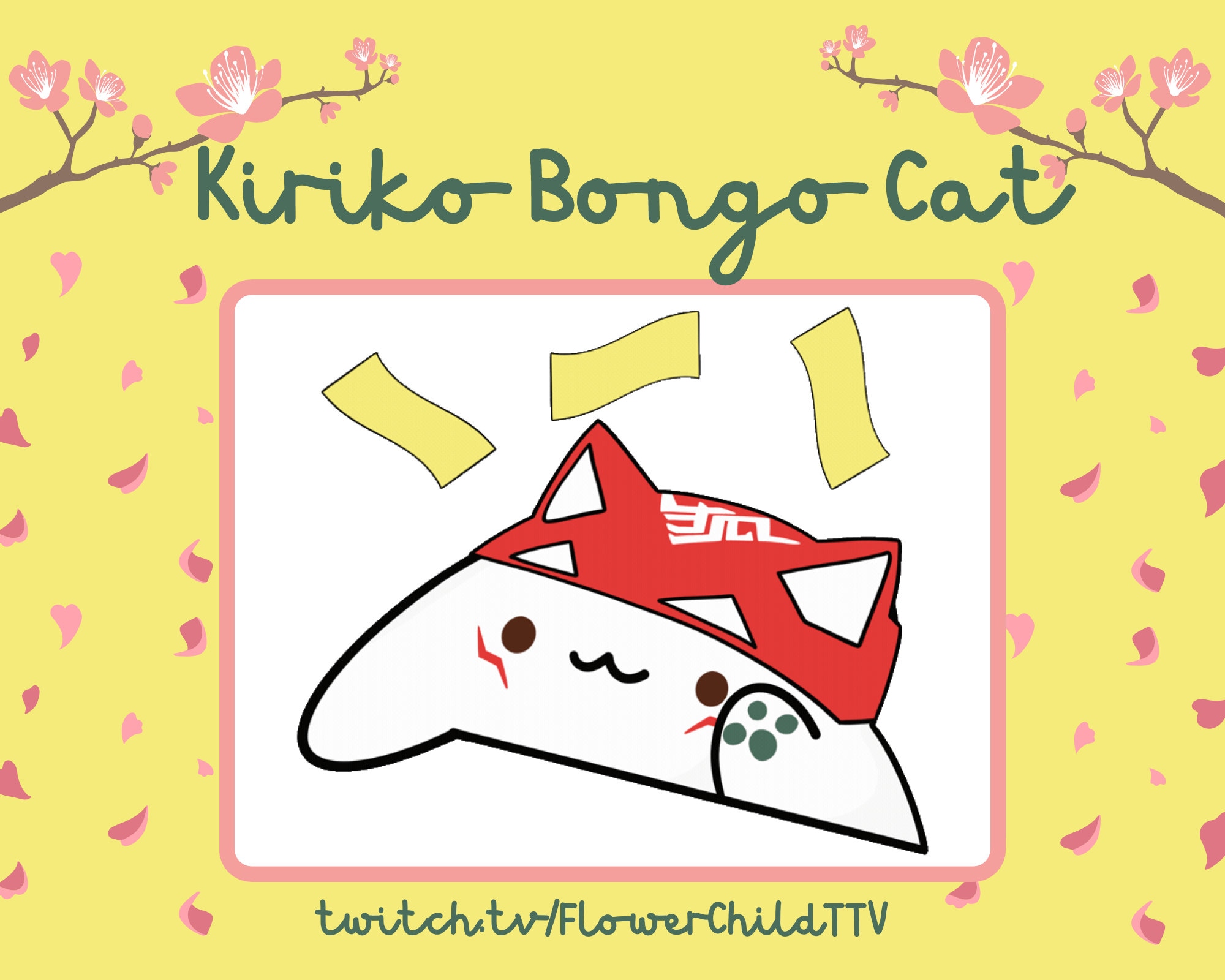 Kiriko Bongo Cat Animated Emote - Twitch | Cute, Chibi, Cartoon for ...