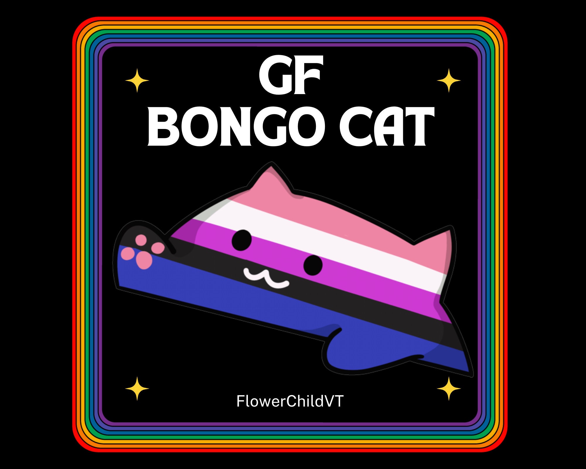 Gender Fluid Flag Bongo Cat - Twitch | Cute, Chibi, Pride, Cartoon for ...