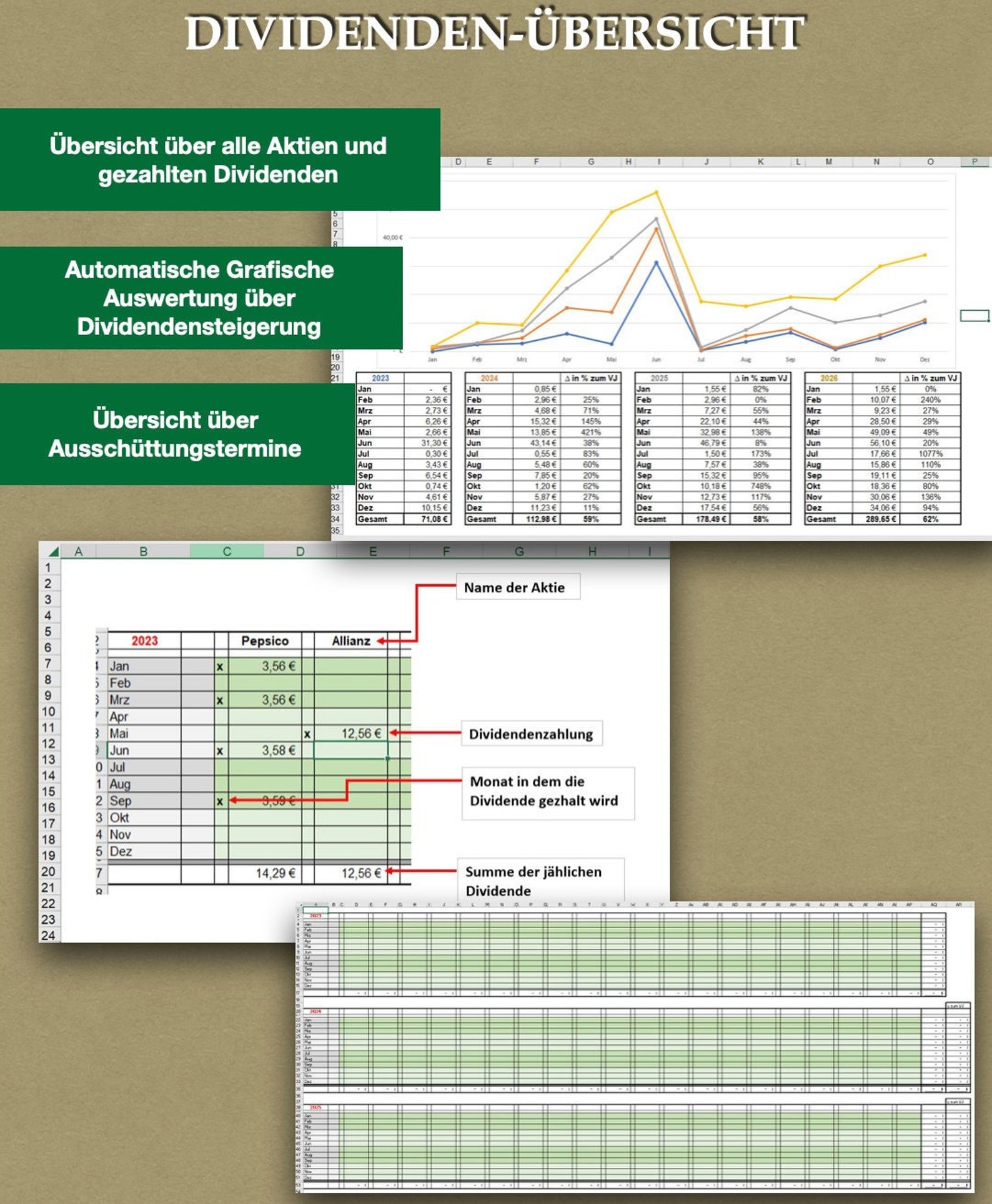 Dividend Overview Dividend Calendar Stocks Dividends Excel Tool - Etsy