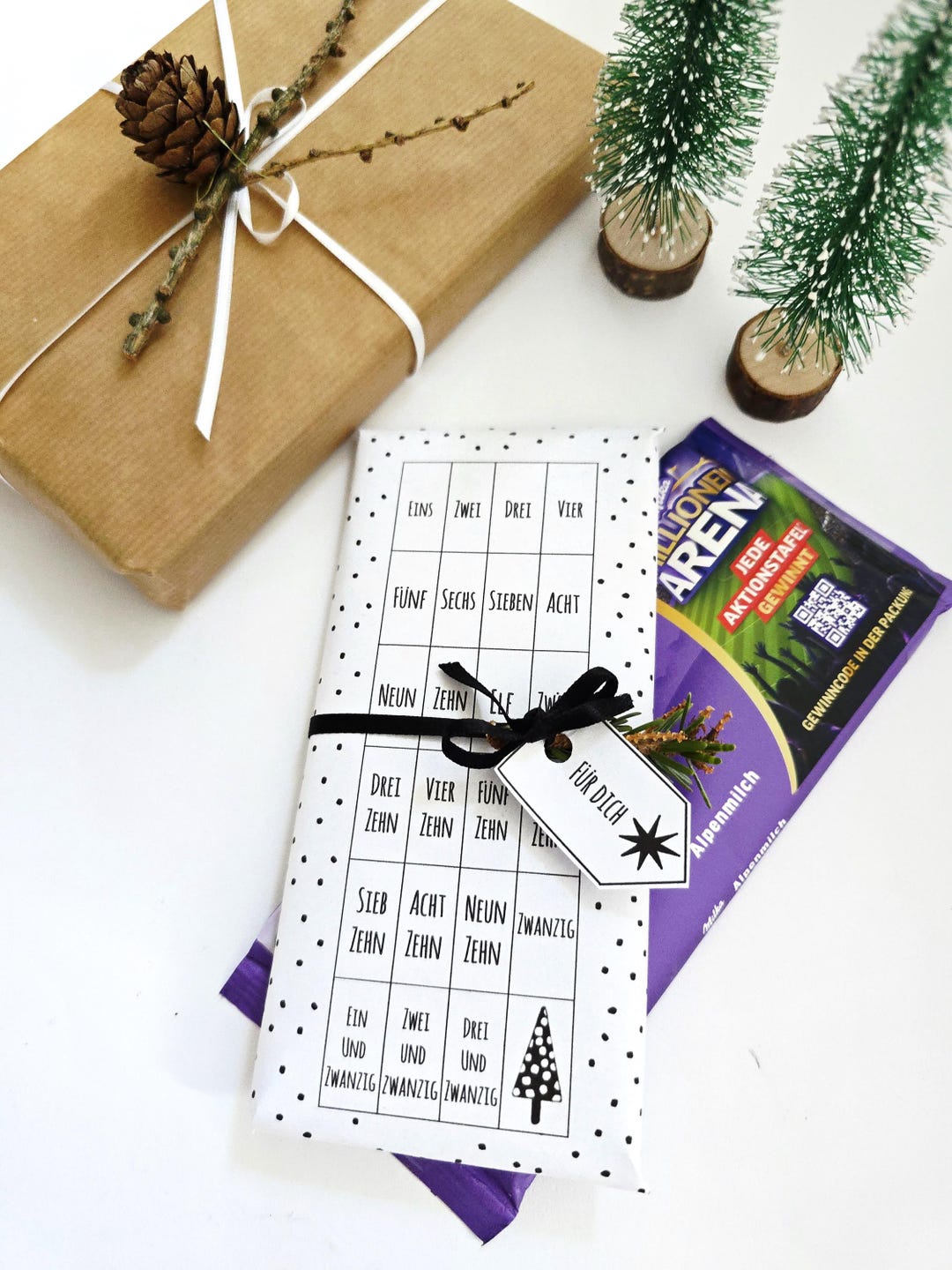 Simple DIY Advent Calendar for Milka Chocolate - Printable PDF in Black ...