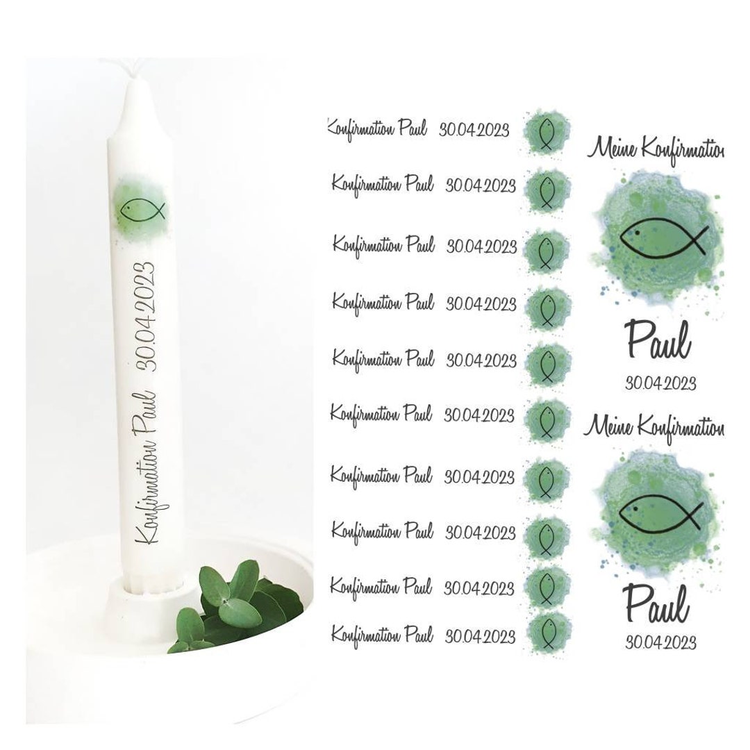 Baptism Confirmation Communion Candle Stickers in A4 Personalized PDF ...