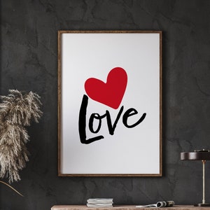 Red Heart Love Print, Minimalist Typography (digital Download) - Etsy