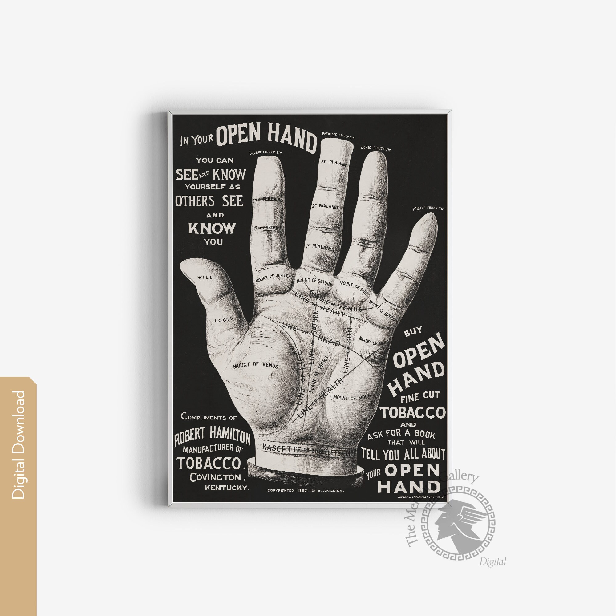 Open Han Poster Vintage Palm Reading Poster 1887 Entryway - Etsy